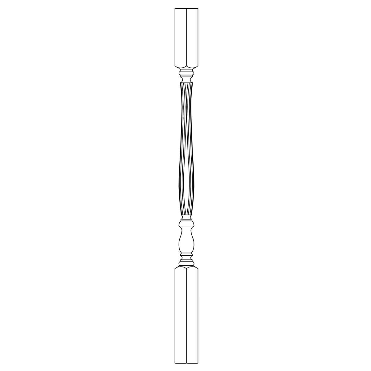 1-3/4" Poplar Bristol Fluted Square Top Baluster LJF2905