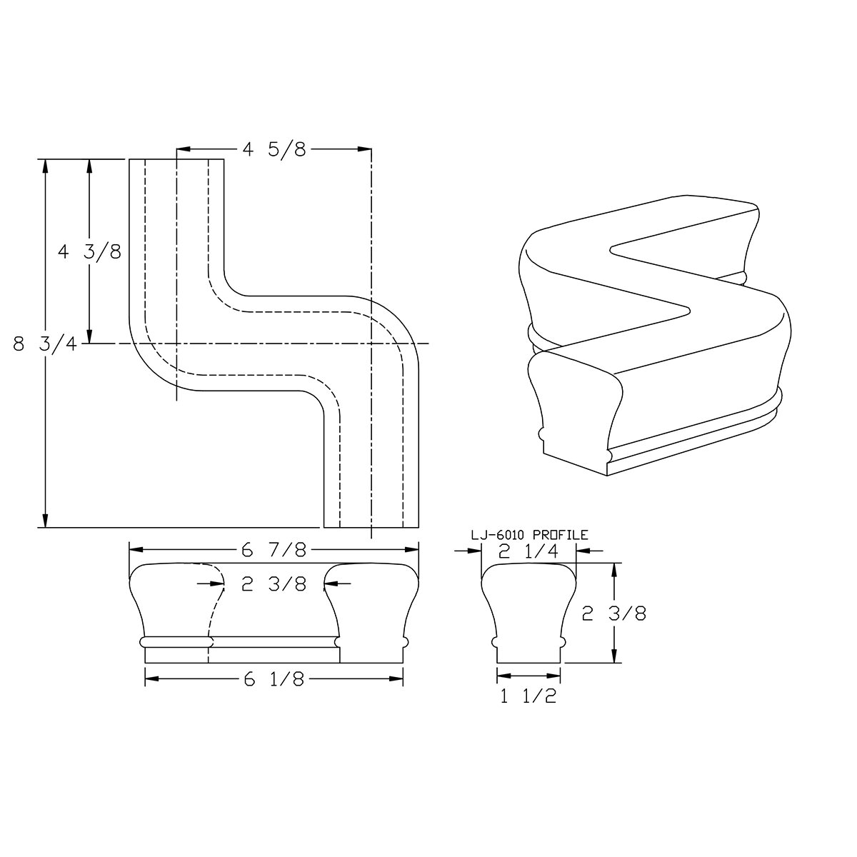 Red Oak "S" Shaped Fitting - LJ7048