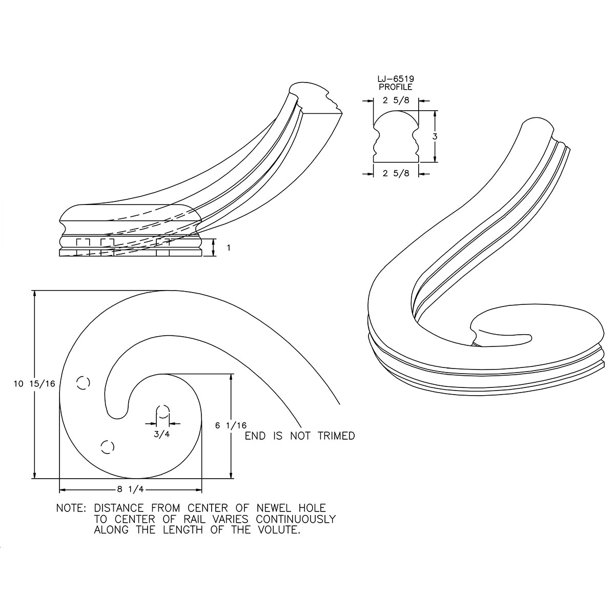 White Oak R.H. Compound Climbing Volute - LJ7536