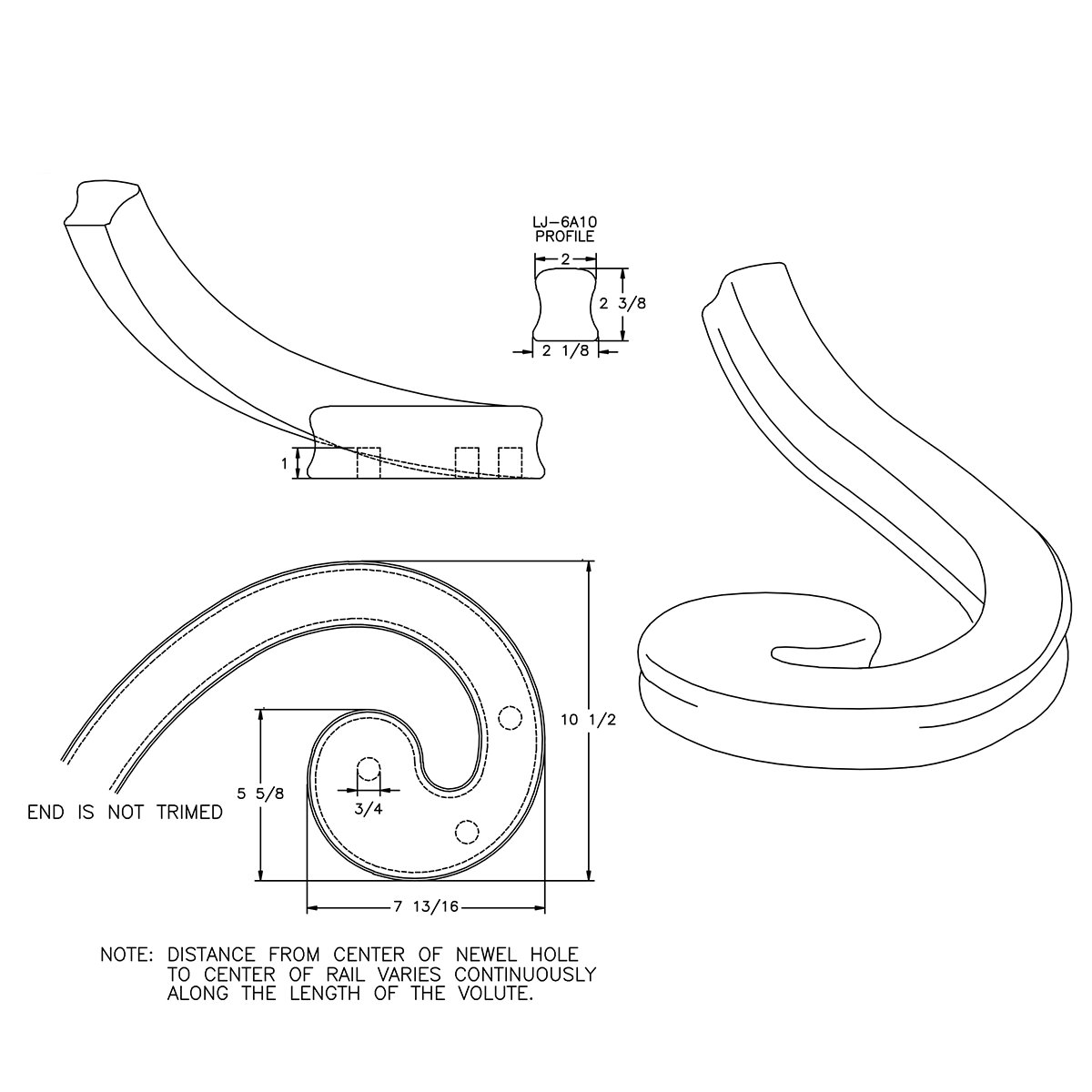 Red Oak L.H. Compound Climbing Volute - LJ7A31