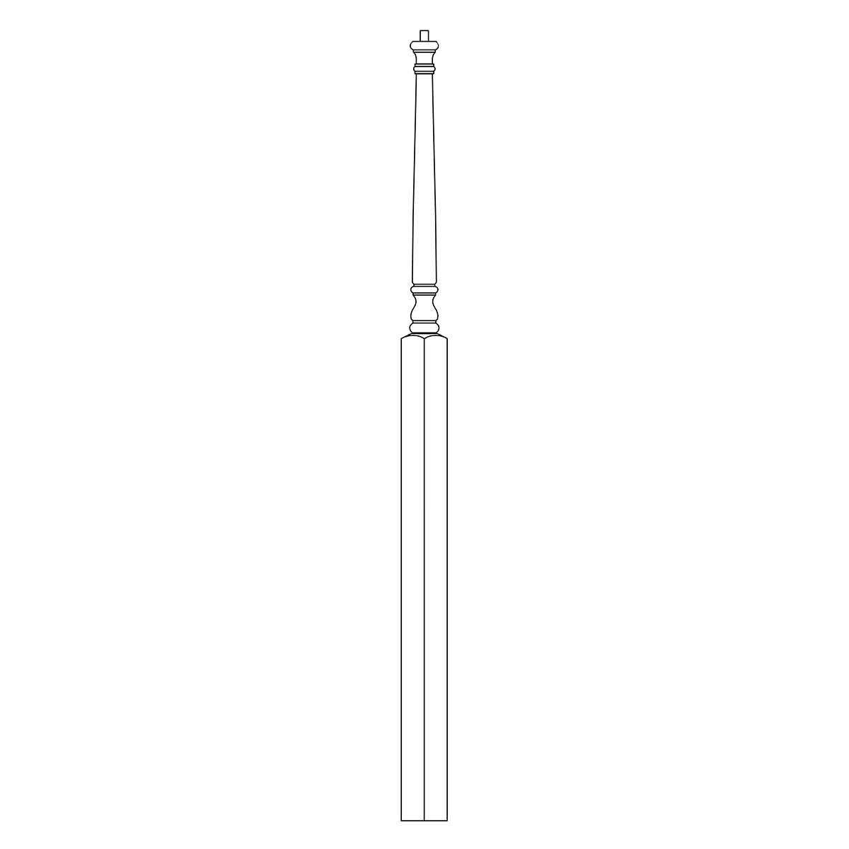 3" x 73" White Oak Intermediate Landing Newel - LJ4018